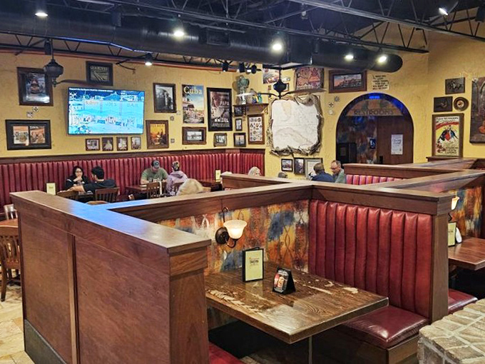 Red leather booths and memorabilia-adorned walls create the perfect backdrop for swapping stories over plates of Cuban-inspired delights.