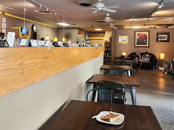 Cozy interior vibes with wooden counters and casual seating &ndash; the perfect backdrop for Melbourne's coffee enthusiasts.