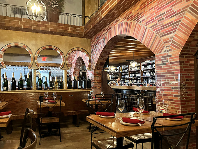 Step inside and be transported to Spain through brick archways and warm lighting that make you forget you're anywhere near fuel pumps.
