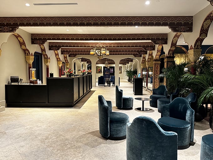 Step into the lobby and prepare for sensory overload &ndash; intricate Moorish arches frame a space where every detail whispers of distant lands.
