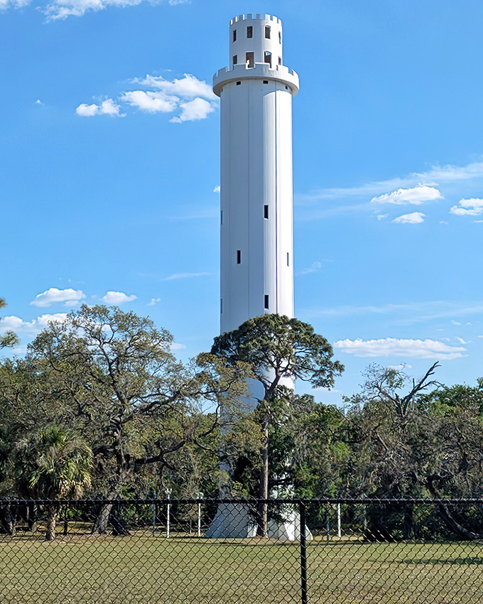 Vertical shot: Reaching skyward like a concrete exclamation point, the tower's clean lines draw your eye up, up, and away from everyday concerns.
