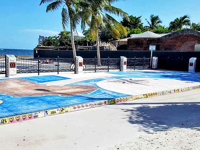 A colorful memorial plaza marks the African Cemetery at Higgs Beach, honoring those who never made it home.