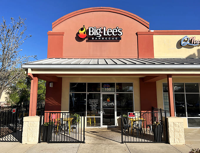 Big Lee's storefront promises serious barbecue, and boy, do they deliver on that delicious pledge.