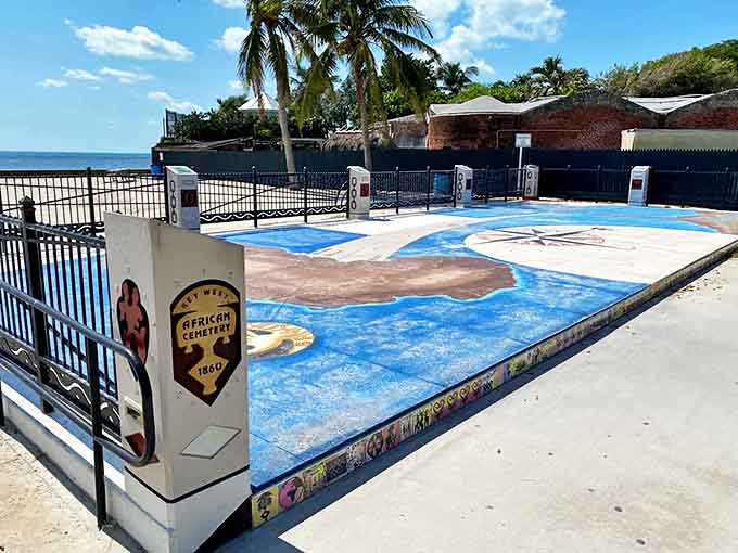 The peaceful beachside setting creates a powerful contrast to the solemn history preserved at this Key West memorial.