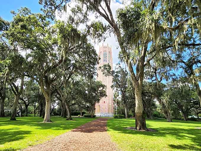 That pink tower rising through the trees is your invitation to musical magic at Bok Tower Gardens.
