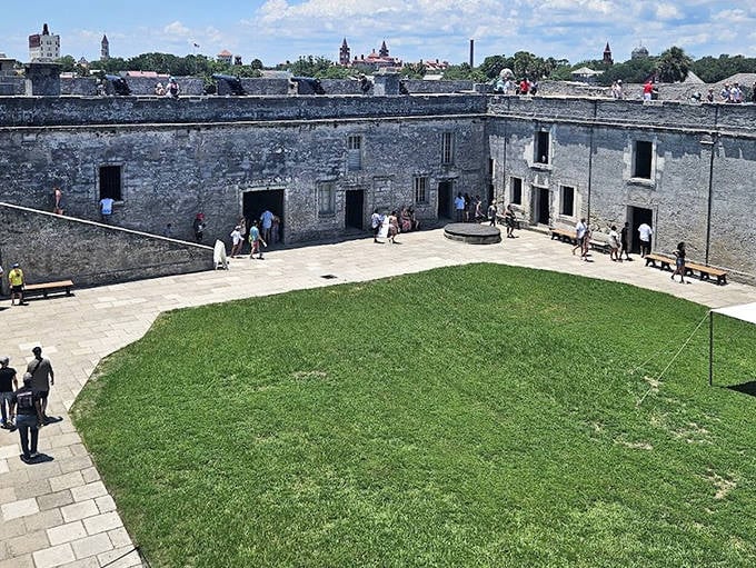 Inside the historic fort, an open courtyard reveals the daily life of soldiers who once defended St. Augustine from this strategic military position.
