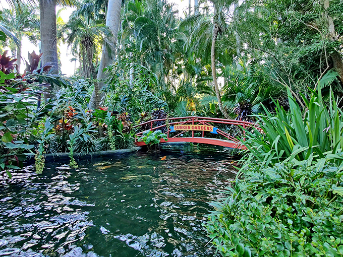 This arched bridge isn't just crossing water &ndash; it's spanning continents, connecting visitors to exotic plants from around the world.