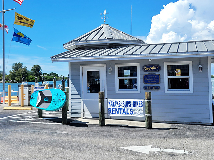 Crow's Nest Marina isn't just a restaurant—it's where locals gather to swap shark tooth hunting tales over grouper sandwiches.