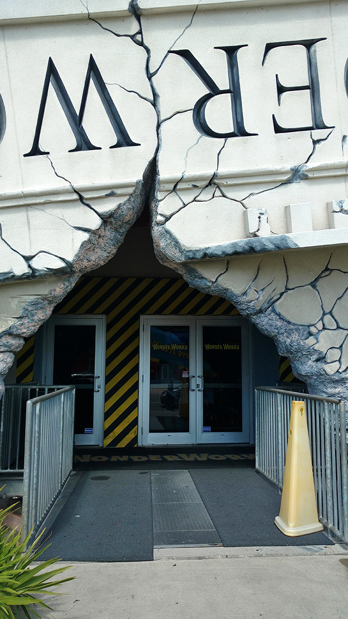 Step through this cracked foundation entrance and prepare to leave conventional physics at the door &ndash; caution tape included!