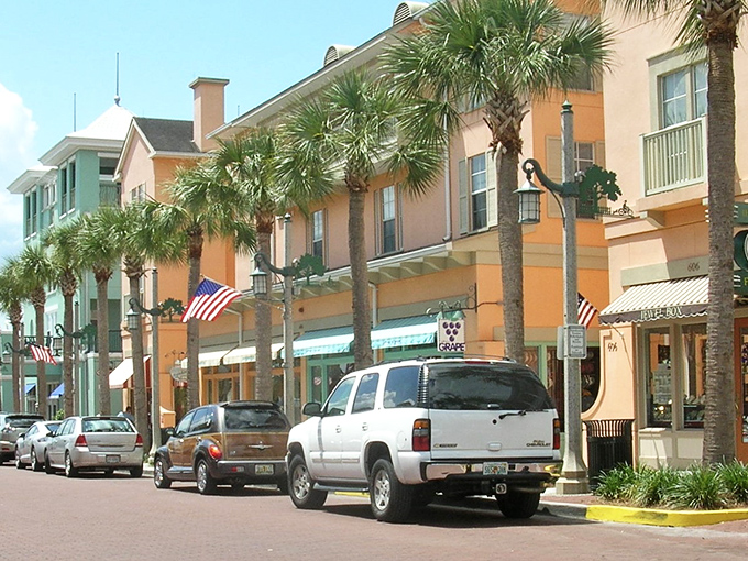 Palm trees stand at attention along Main Street, their fronds waving hello to passersby like nature's own welcoming committee.