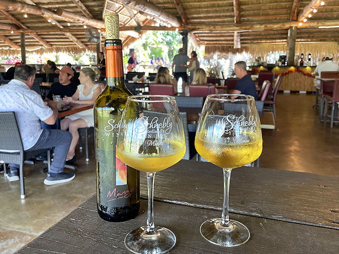 Sunshine in a glass! Schnebly's distinctive wines sparkle in the natural light of their open-air tasting pavilion.