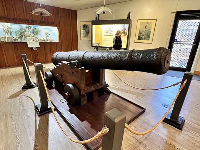 This cannon once defended Spanish treasure from pirates and rivals, now it guards memories instead of gold doubloons.