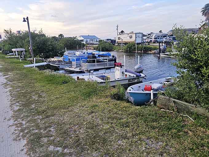 Boats bob peacefully at their docks, waiting patiently for their next adventure across these historic waters.