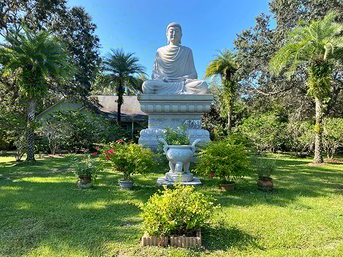 This sitting Buddha statue embodies perfect meditation posture, a silent teacher showing the way to inner calm.