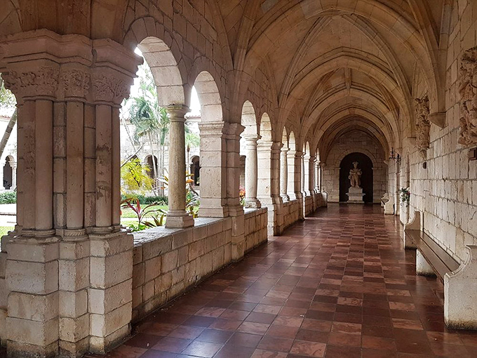 Walking these ancient hallways feels like stepping into a time machine. The monks who built this never imagined palm trees outside!