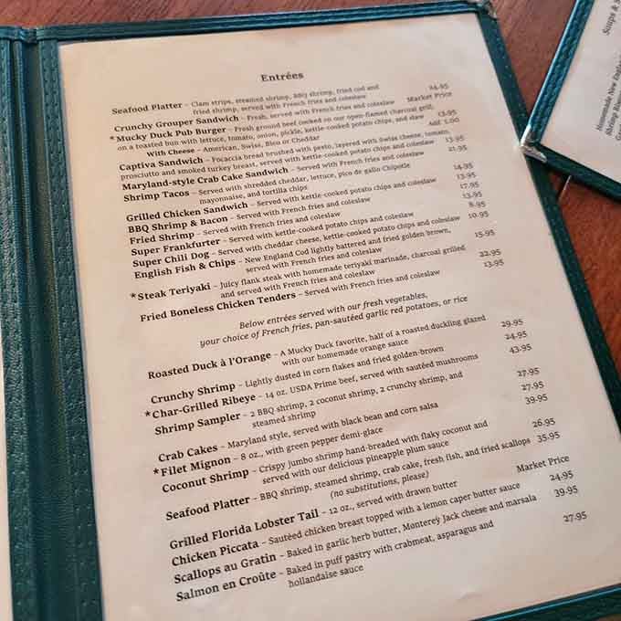 This menu reads like a love letter to the Gulf, offering everything from fresh catches to comfort classics that know their job.