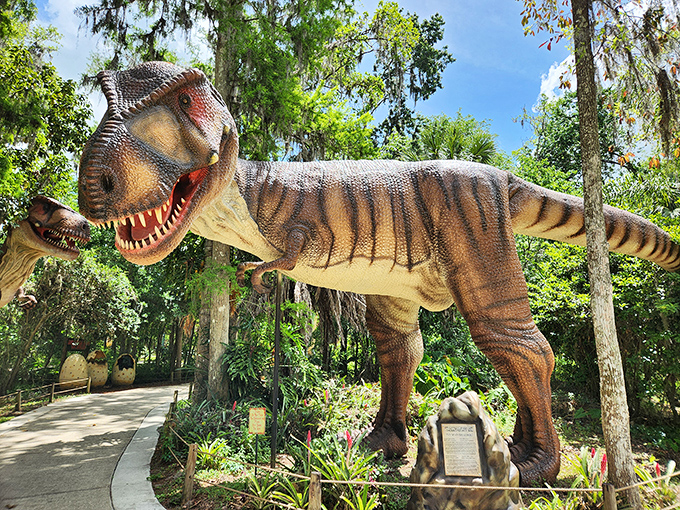 This T-Rex looks like he just remembered he left the oven on 65 million years ago. Those tiny arms aren't helping the situation.