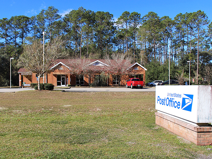 Even errands feel nostalgic at Sopchoppy's post office, where small-town service comes with a side of pine-scented Florida air.