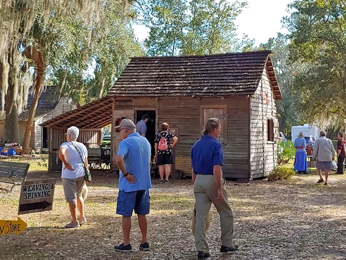 History buffs explore pioneer cabins where Florida's early settlers once sweated through summers without the miracle of air conditioning.