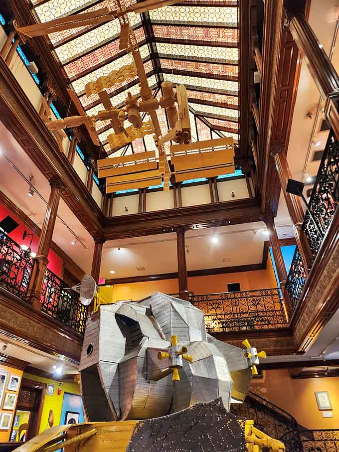 Look up and marvel at craftsmanship from an era when ceilings were art and chandeliers meant business.
