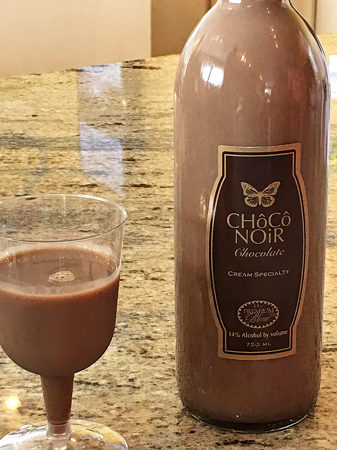 Not your grandmother's chocolate milk! This decadent Choc&ocirc; Noir chocolate wine delivers a silky-smooth 14% ABV experience that makes adult visitors giggle with delight.
