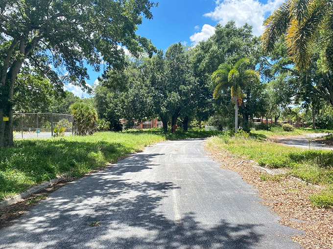 This pathway once guided happy families to their rooms &ndash; now it leads to nowhere except perhaps some excellent tetanus opportunities.