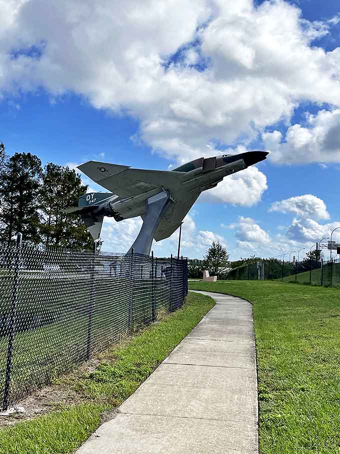 This isn't your average park decoration &ndash; a genuine Vietnam-era fighter jet makes jungle gyms seem rather unambitious.