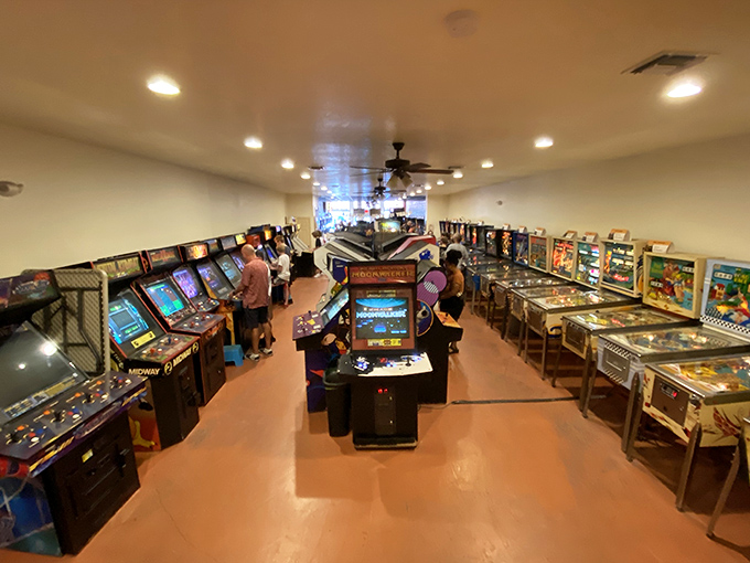 Inside, the museum unfolds like a playground for the nostalgic soul, with rows of arcade cabinets waiting for their buttons to be mashed.