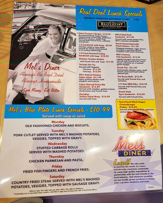 The menu reads like a greatest hits album of American comfort food, with daily blue plate specials that grandmother would approve of.