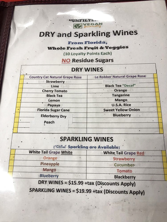 Not your typical wine list! Bunker Hill's menu showcases unexpected flavors from cherry tomato to sweet yellow onion, all vegan and unfiltered.