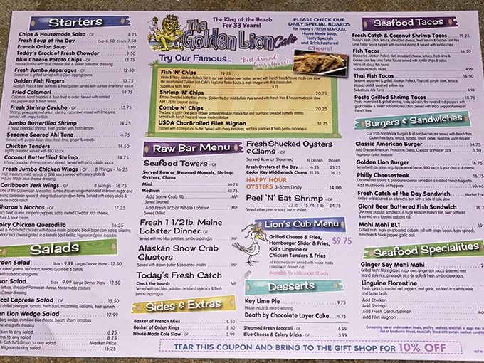 A menu that reads like a love letter to the sea, featuring everything from raw bar delights to that legendary Mahi Mahi BLT.