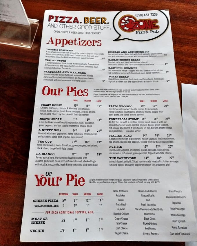 O'Zone's menu reads like a love letter to pizza enthusiasts &ndash; each pie telling its own delicious story.