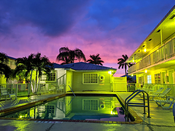 After a day chasing trophy bass, nothing beats cooling off in the resort's pool, where fishing tales grow taller with each refreshing dip.