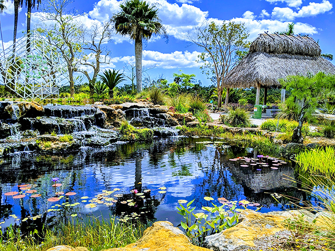 Water tumbles over stone tiers, nature's own multi-level infinity pool that puts backyard water features to shame.