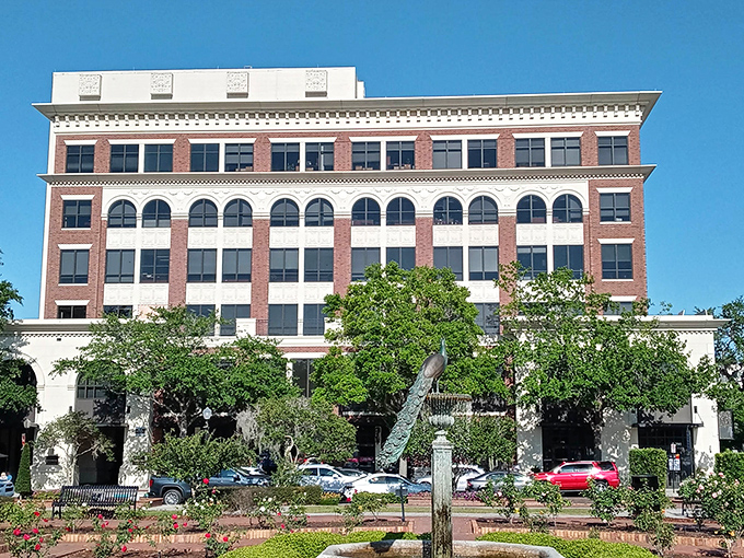 Modern meets historic in Winter Park's downtown, where contemporary office buildings complement the town's traditional aesthetic.