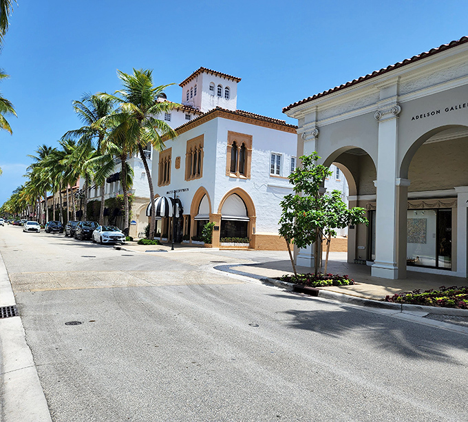 Palm Beach's elegant shopping districts feature Spanish-influenced architecture and palm-lined streets perfect for upscale antique browsing.