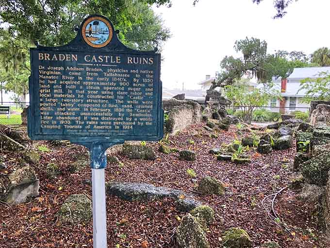 A historical marker stands guard over the scattered ruins of what was once one of Florida's most impressive homes.