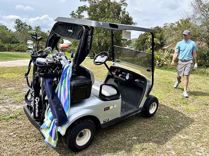 Your trusty chariot awaits, ready to transport you through 18 holes of pure golfing bliss without the workout of walking five miles.