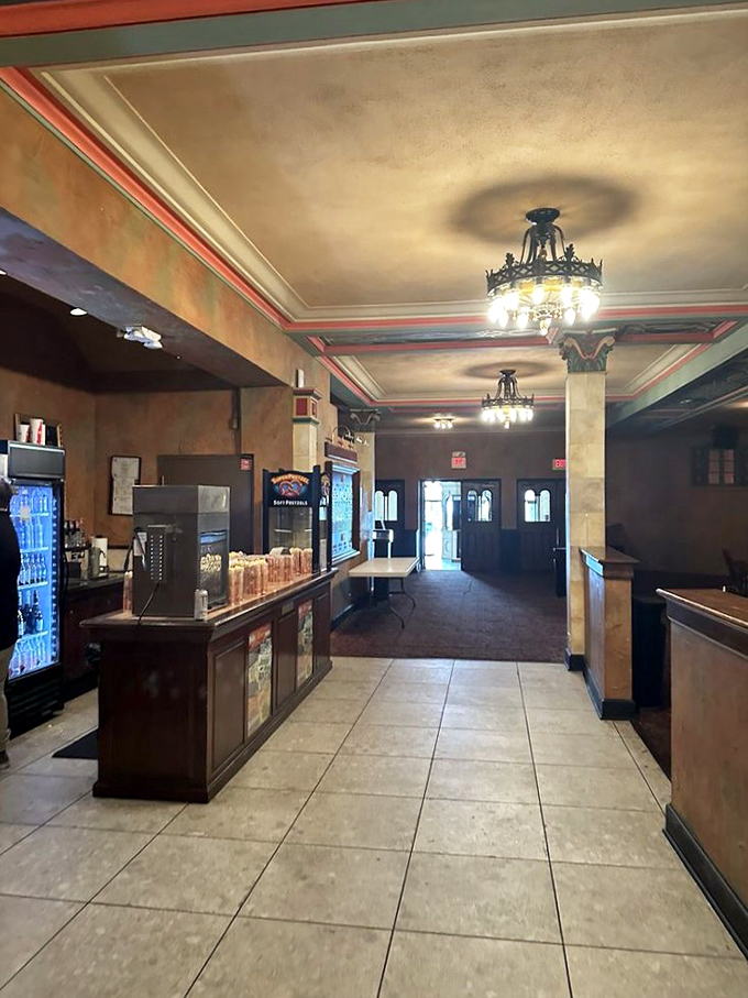 The concession area maintains its vintage charm while serving up the classics &ndash; because popcorn just tastes better in a historic movie palace.