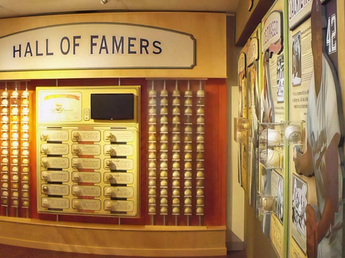 The Hall of Famers section showcases legends whose names alone can start arguments at family dinners across America.