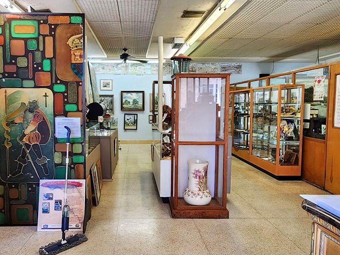 Inside, display cases and vintage artifacts create a labyrinth of memories, where every corner reveals another chapter of Leesburg's colorful history.