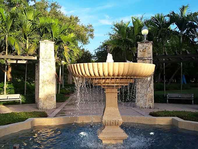 The fountain's gentle cascade provides the soundtrack for daydreams about European vacations you haven't taken yet.