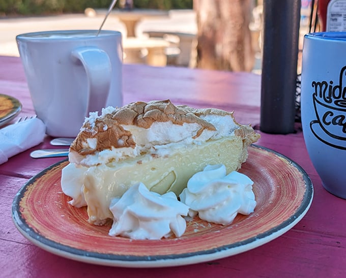 The legendary key lime pie that launches a thousand road trips &ndash; tart, sweet perfection crowned with pillowy whipped cream.