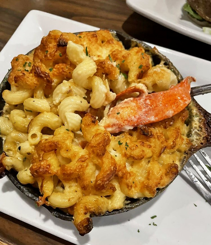 This isn't just mac and cheese &ndash; it's a seafood symphony in a skillet, where creamy pasta and tender lobster create culinary magic.