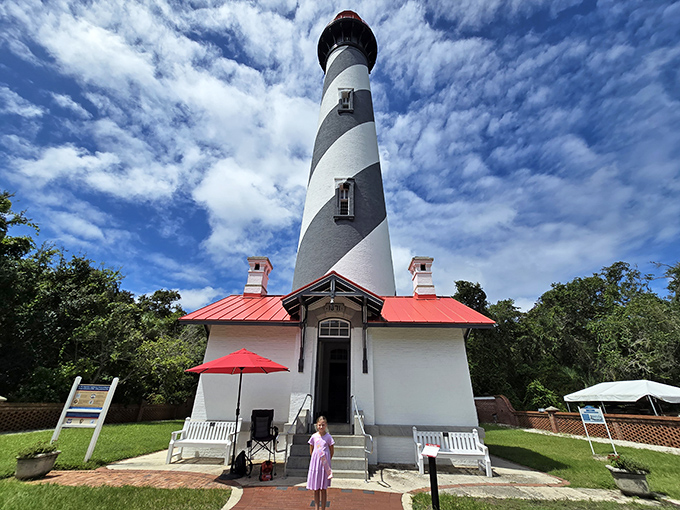 Low Angle Shot: Looking up at this 165-foot giant makes you appreciate the lighthouse keepers who climbed these stairs multiple times daily without complaining about leg day.