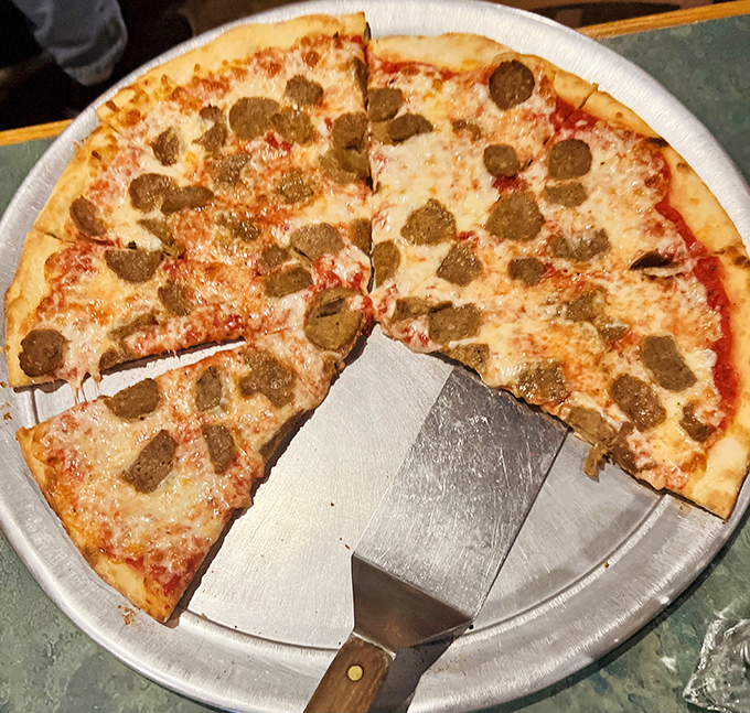 This isn't just any meatball pizza &ndash; it's a masterpiece of perfectly seasoned spheres of joy nestled in melted cheese and tangy sauce.