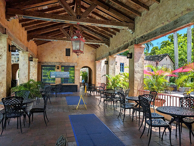 The caf&eacute;'s outdoor seating area offers the perfect vantage point to enjoy a snack while soaking in views that transport you straight to the Mediterranean.