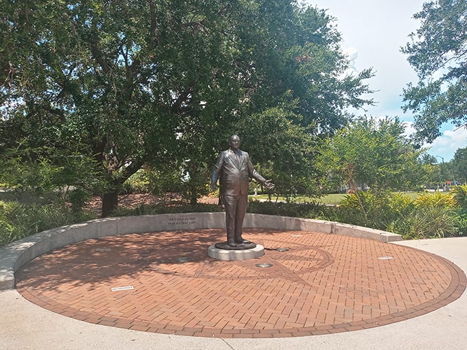 Standing tall in bronze, Perry Harvey Sr. watches over the park named in his honor &ndash; a fitting tribute to his legacy.