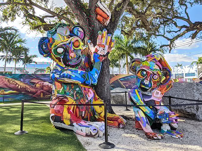 These vibrant monkey sculptures seem to be having a better time than most of us on vacation &ndash; and they're made of recycled plastic!