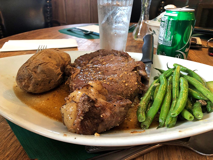 This isn't just prime rib &ndash; it's a carnivore's dream realized: perfectly seasoned crust giving way to tender, juicy meat that practically melts on contact.
